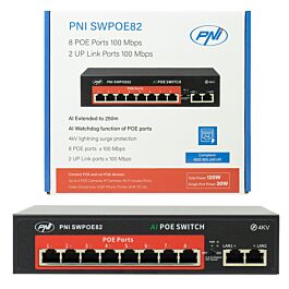 Switch POE PNI SWPOE82, 8 POE 100 Mbps ports and 2 UP Link 100 Mbps ...